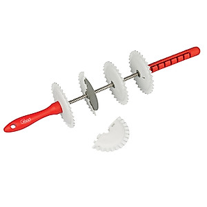 Adjustable Pastry Wheel Cutter w 4 Interchangeable Fluted, Lattice, and Straight Slicers and 7 Width Adjustments