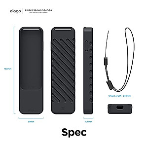 elago R3 Protective Case Compatible with 2022 Apple TV Siri Remote 3rd Generation, Compatible with 2021 Apple TV Siri Remote 2nd Gen - Lanyard, Great Grip, Shock Absorption, Drop Protection [Black]