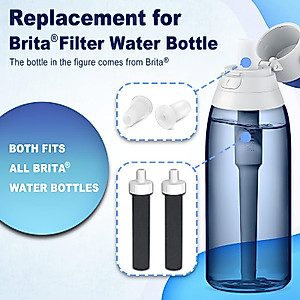 2in1 Brita Water Bottle Filter & Mouthpiece Replacement, Brita Replacement Parts with 2Pcs Brita Water Bottle Filter Replacement & 2Pcs Brita Bite Valve Replacement Compatible with Brita Water Bottle