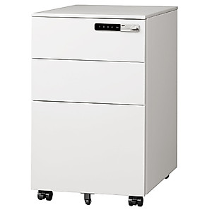 DEVAISE 3-Drawer Mobile File Cabinet with Smart Lock, Pre-Assembled Steel Pedestal Under Desk, White