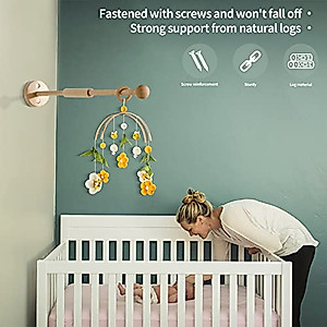 Wooden Mobile Arm Baby Mobile Hanger Screw Reinforced 21.6 Inch Crib Mobile Holder Wooden Mount Wall Bracket Baby Girl Nursery Decor (Without The Mobile)