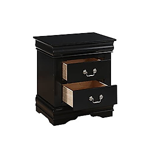 Knocbel Traditional Nightstand End Tables Side Table with 2 Drawers and Metal Handles for Bedroom Living Room Entryway, Fully Assembled, 21" W x 15" D x 24" H,Black Nightstand