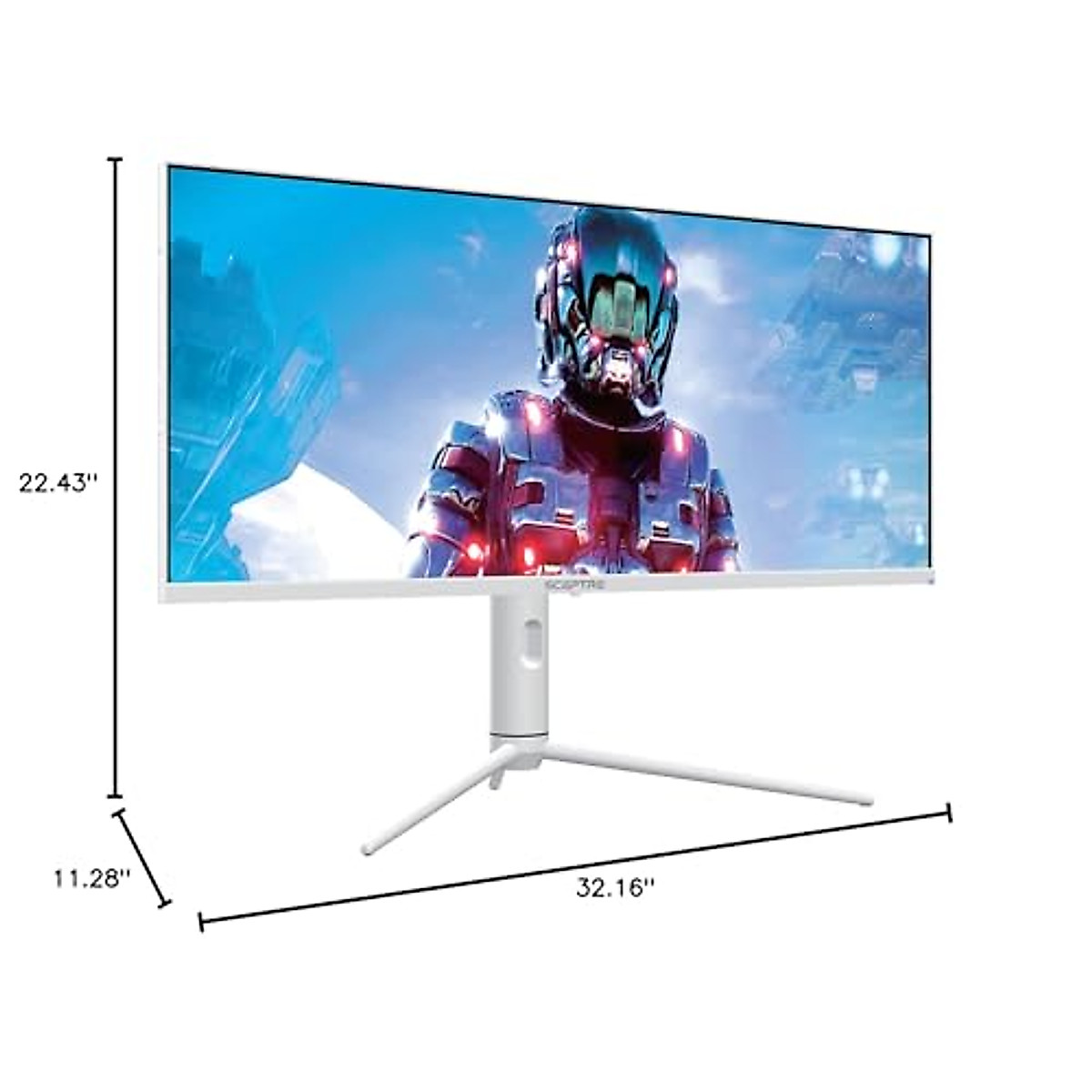 Sceptre IPS 34" White UltraWide Monitor 3440 x 1440p HDR400 1ms up to 144Hz 95% DCI-P3 PIP PBP DisplayPort HDMI USB-C Height Adjustable (E345B-QUN168W)
