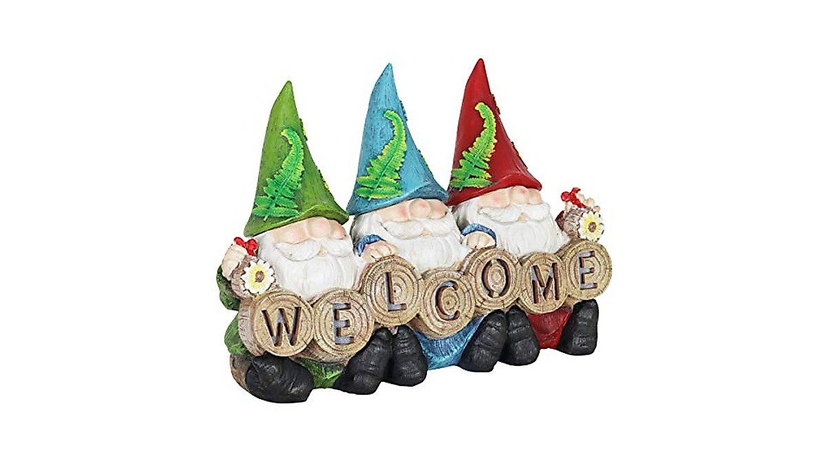 Exhart Solar Garden Gnomes - Welcome & Light Up Your Outdoor Space
