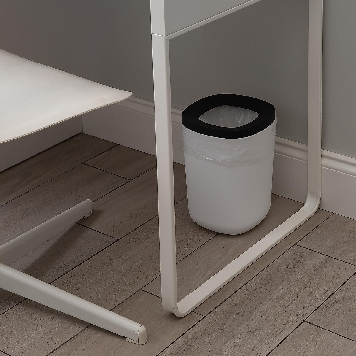 Bath Bliss 2 Piece Trash Can | Small Plastic | Space Saving | Removable Lid | Sleek | Great for Dorm | Office | Kitchen | Black & White | 2 Tone Waste Bin | 2 Pack