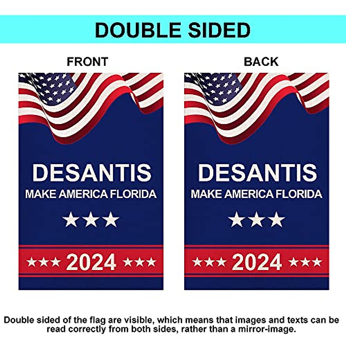 Shmbada Ron DeSantis 2024 Make America Florida Garden Flag, Double Sided Burlap Vertical Outdoor Decorative Flag for Yard Lawn Patio Farmhouse 12. x 18 Inch