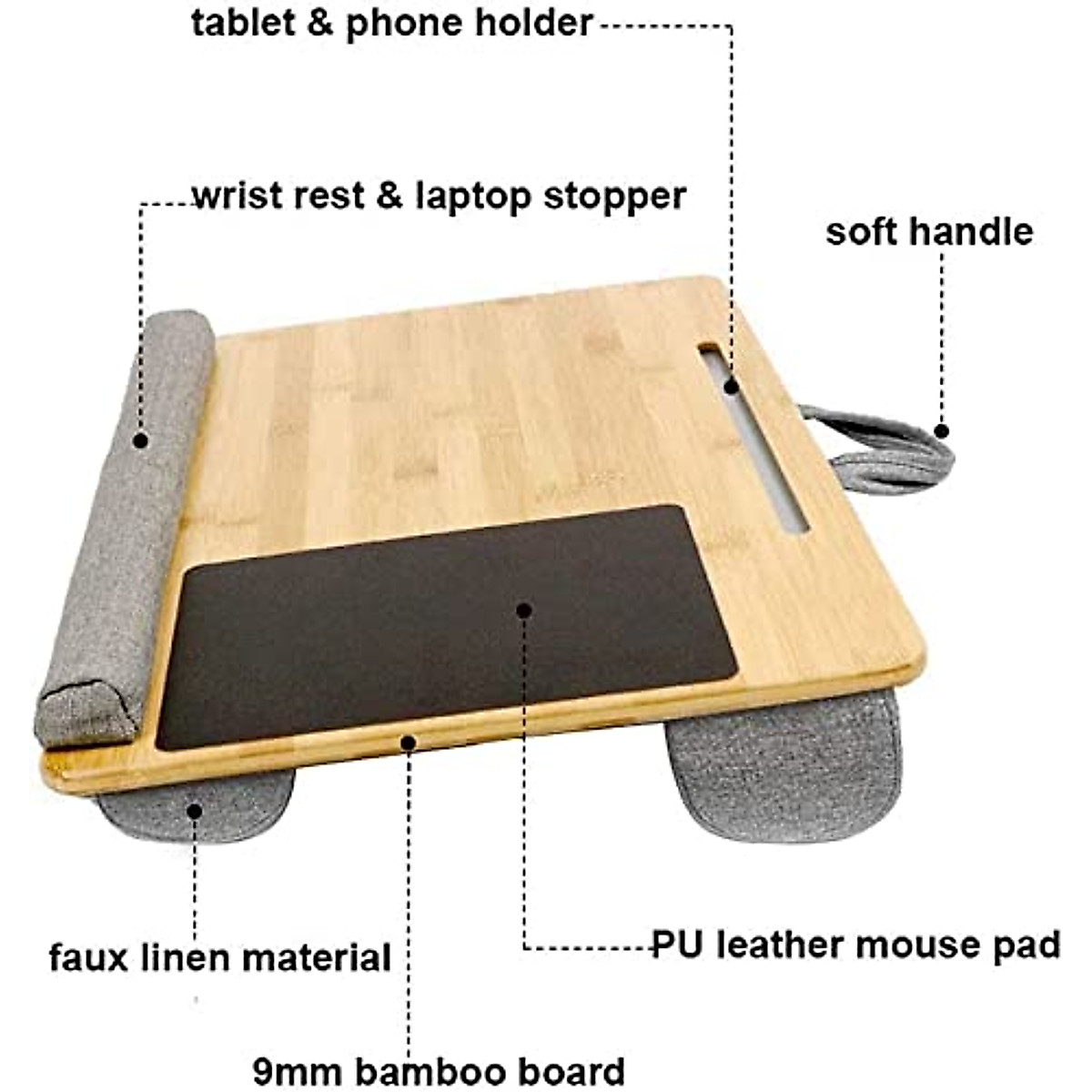 FEDRUI Lap Desk, Portable Laptop Lap Desk with Pillow Cushion & Mouse Pad, Multifunctional Computer Desk, Laptop Stand for Home Office