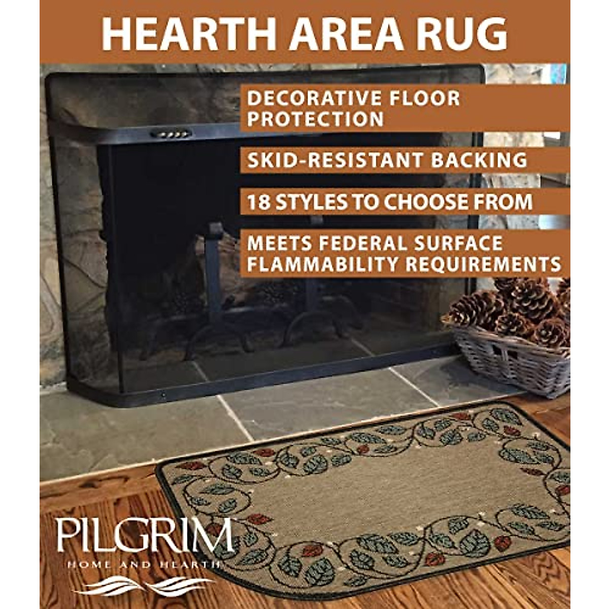 Pilgrim Fireplace Hearth Rug 19628-1 35.5" X 22.5"