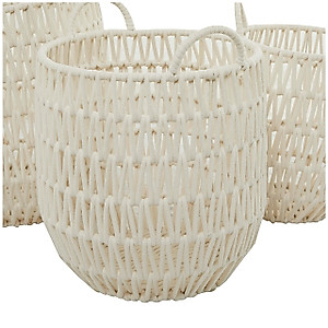Deco 79 Storage Basket, 3 Pieces CONVINIENTLY Sized, White