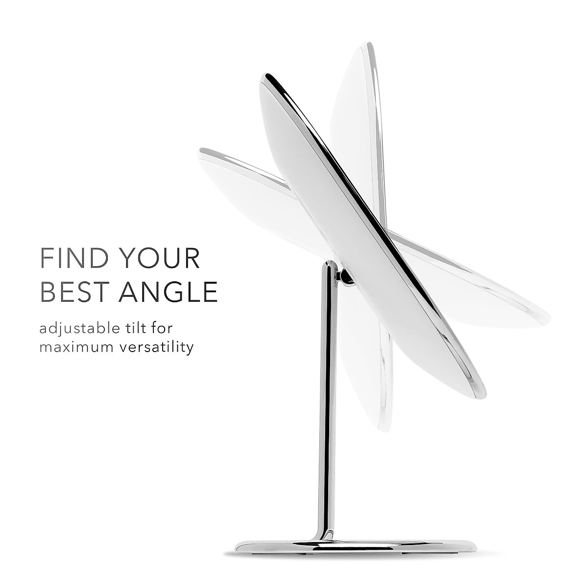 Fancii Wall Mount LED Lighted Vanity Makeup Mirror, Rechargeable - Cordless Illuminated Cosmetic Mirror with 3 Dimmable Light Settings, Dual Magnification - Vera (Chrome)