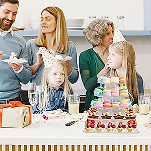 5 Tiers Square Macaron Tower Stand, Plastic Transparent Cake Stand Macaroon Display Rack Desserts Cupcake Holder Platter for Wedding, Birthday Party, Baby Shower, Party Decor by Greatstar