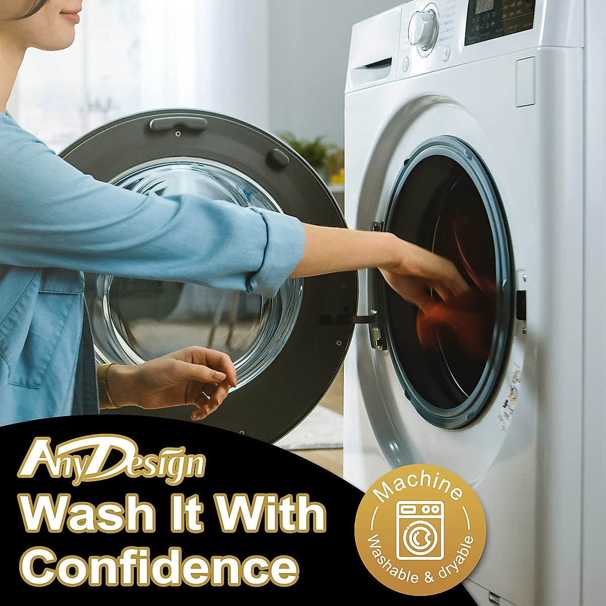 AnyDesign Christmas Kitchen Towel Black White Stripe Dish Towel Gold Snowflake Happy Holiday Tea Towel 18 x 28 Inch Farmhouse Hand Drying Towel for Cooking Baking, Set of 4