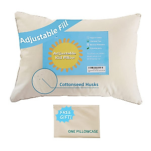 LOFE Organic Kids Pillow with Pillowcase - 16x22 Youth Pillow, 100% Organic Cotton Shell, Adjustable Loft, Machine Washable, Soft & Hypoallergenic, Breathable Large Size Toddler Pillow