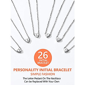 Sterling Silver Heart Letter A Bracelets Silver Initial 18K White Gold Plated Bracelet Initial Charm Women Bracelet Jewelry