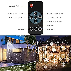 OySeyFo Christmas Light Projector, Snowflake LED Projector Lights with Wireless Remote Timer for Holiday IP65 Waterproof White Snow for Indoor Outdoor Party Home Garden Landscape