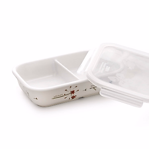 RACHEL BARKER Meadow Flower Porcelain Serve and Store Airtight Container Mix Set of 2, 14oz (RECTANGLAR)