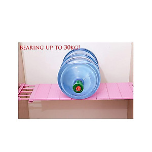 Adjustable Closet Organizer Storage Shelf Wall Mounted Kitchen Rack Space Saving Wardrobe Decorative Shelves Cabinet Holders (24 cm Wide 50-80cm Length, Blue)