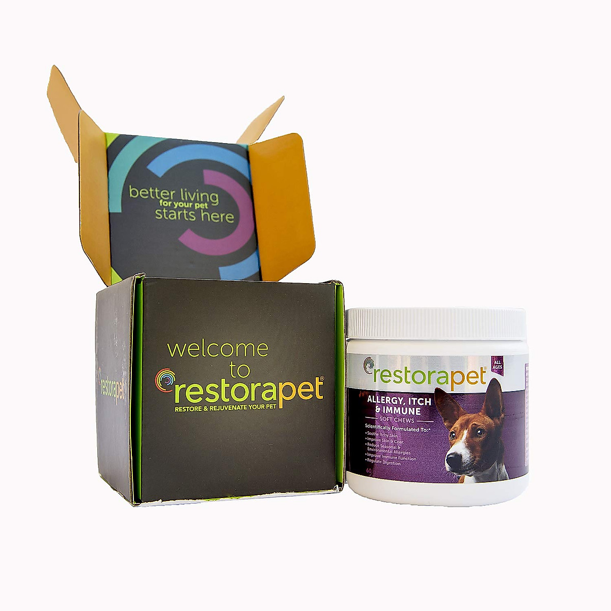 RestoraPet Allergy, Itch & Immune Soft Chews - Natural Supplement for Dogs - Support Immunity, Soothe Skin Irritation, Improve Coat Quality – with Lactoferrin, Colostrum & Omega 3-60 Bacon Chewables