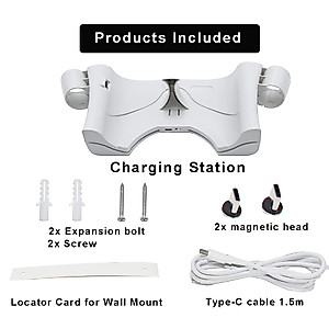 OwlTree Charging Station for 2 Charging Dock, VR Wall Mount Storage Stand Charger Station, High Speed Data Transfer Fast Magnetic Charging Dock