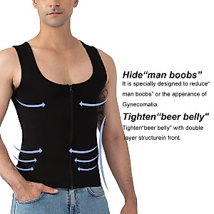 RIBIKA Mens Compression Shirts Tank Tops Sleeveless Body Shaper Slimming Vest Tummy Control Undershirts