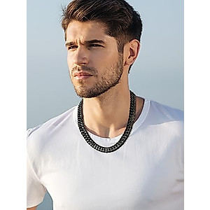 U7 Men Black Choker Chain 18 Inch Hip Hop Style 12MM Wide Chunky Franco Curb Chain Necklace