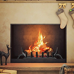 iPEGTOP Fireplace Grate 21 inch Heavy Duty Solid Steel Fireplace Wood Log Holder Burning Rack for Inside Fireplace Wood Stove, 7 Bars Wrought Iron Fire Pit Firewood Grate for Outdoor