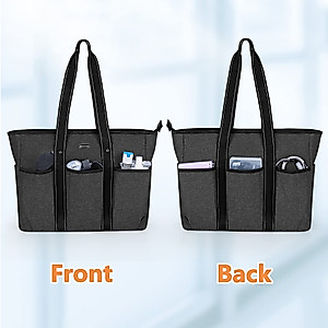 Damero Nurse Tote Bags with Organizer Insert Bag, Medical Supplies Bags with Laptop Sleeve for Home Care Nurse, Medical Students and More, Black