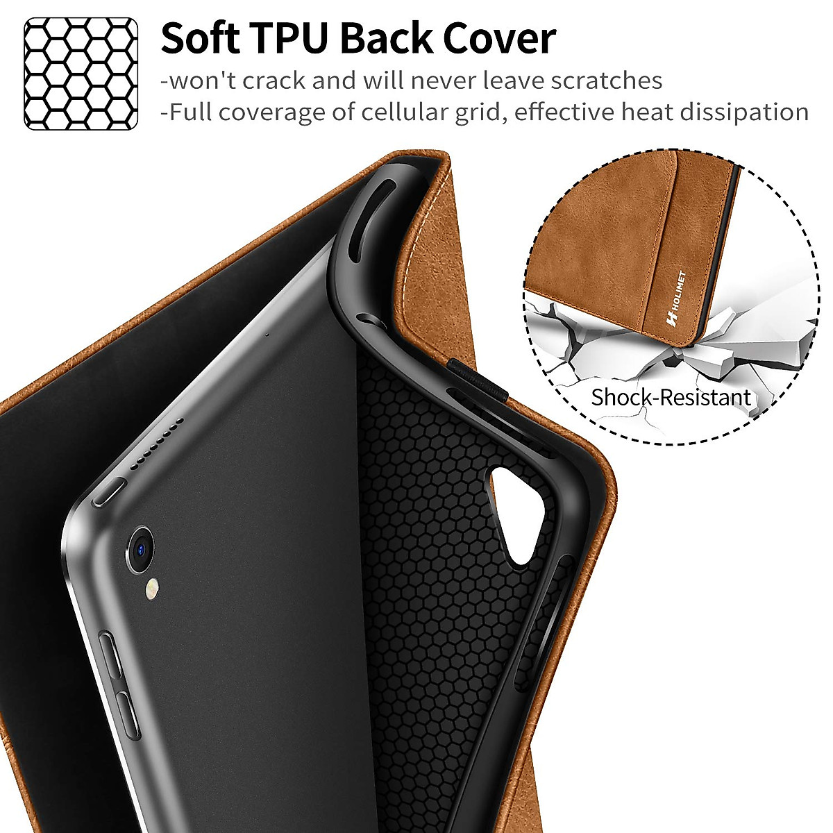 H HOLIMET Case for iPad 9th/8th/7th Generation 2021/2020/2019 10.2 Inch with Pencil Holder Soft TPU Back Smart Cover Auto Wake/Sleep