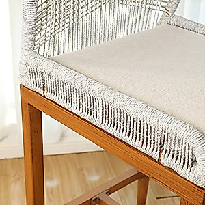 Letusto 30" Rope Woven Bar & Counter Stools – Modern Patio Aluminum Frame Chair Suitable Kitchen Island, Patio, Porch, Restaurant etc. Indoor and Outdoor (Cross Woven Design, 30"(Bar Height))