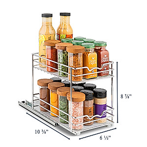 HOLDN’ STORAGE Spice Rack Organizer for Cabinet, Heavy Duty - Pull Out Spice Rack 5 Year Warranty- Spice Organization 6-1/2"Wx10-3/8 Dx8-7/8 H - Spice Racks for Inside Cabinets & Pantry Closet.