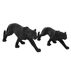 Deco 79 Polystone Leopard Decorative Sculpture Home Decor Statues, Set of 2 Accent Figurines 18", 14"W, Black