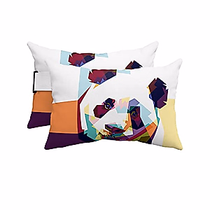 Recliner Head Pillow Ledge Loungers Chair Pillows with Insert Abstract Art Animal Geometric Mosaic Panda Lumbar Pillow with Adjustable Strap Outdoor Waterproof Patio Pillows for Beach Pool, 2 PCS