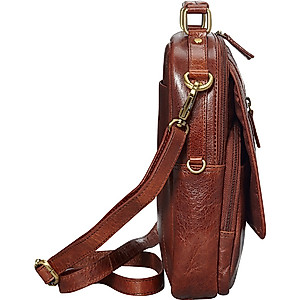 Mancini Leather Goods Buffalo Leather Large Unisex Bag (Cognac)