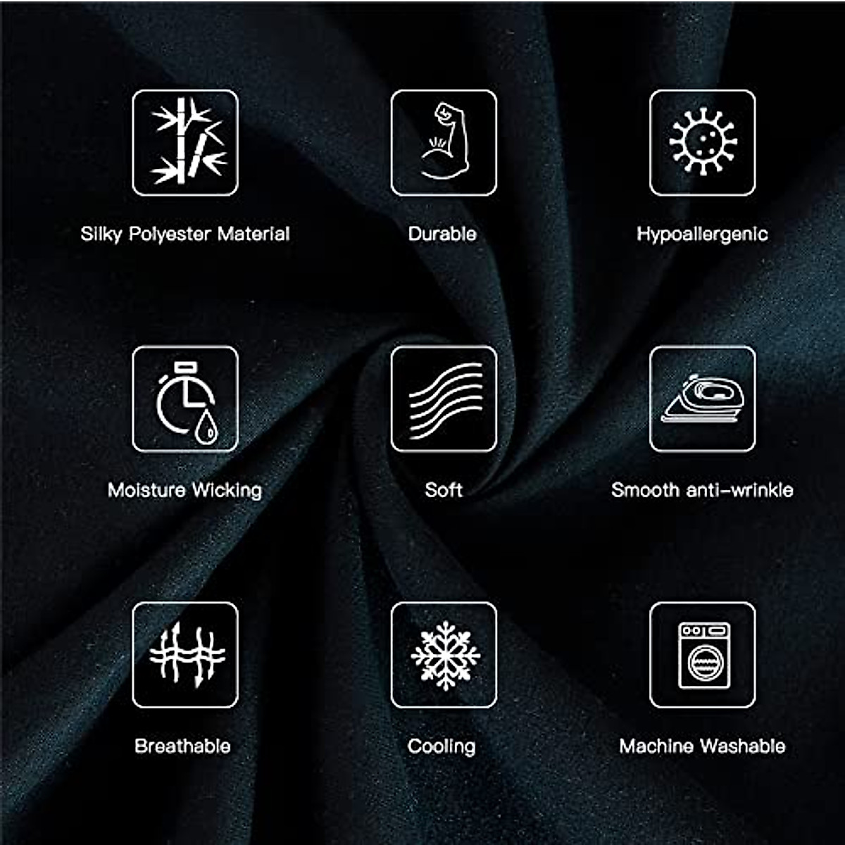 Airensky Pillow Cases Queen - Black Slip Pillow Cases for Hair and Skin 2 Pack 20x30 inches，Soft Chill & Breathable Pillow Cover with Envelope Closure，Gifts for Women Men