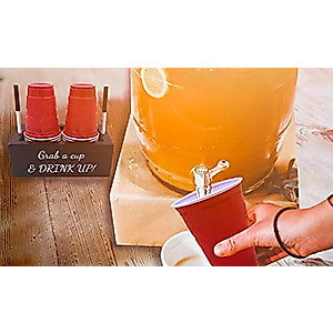 Elvonis Black Double Solo Cup Holder with Marker Slot - “Mark Your Cup and Drink Up” Cup Organizer and Dispenser with Erasable Chalkboard.