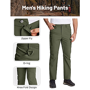 MAGCOMSEN Work Pants - Men's Tactical, Hiking, Quick Dry Military Cargo Pants - High Waisted, Army Green