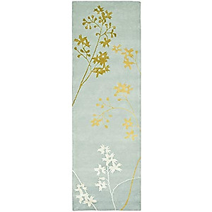 SAFAVIEH Soho Collection 2'6" x 10' Light Blue/Multi SOH316C Handmade Premium Wool & Viscose Runner Rug