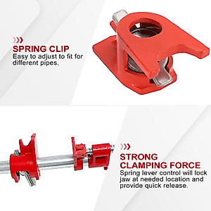 FLKQC 3/4" Wood Gluing Pipe Clamp Set with Unique Foot Design Red Heavy Duty Bar Clamps Cast Iron Quick Release Pipe Clamp Tools for Woodworking (6)