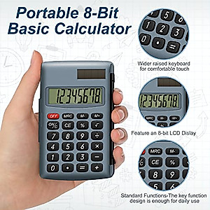 24 Pieces Pocket Calculator 8 Digit Display Basic Calculators Solar Battery Dual Power Office Calculators with Flip Open Cover for Desktop Home Office School Students Scientific Kids
