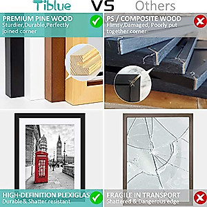 11x14 Picture Frames Black Solid Wood - Matted to Display Pictures 9x12 or 8x10 or 11x14 Frame without Mat - Wooden Photo Frame 11x14 inch Black with 2 Mats for Wall Mounting or Table Top, 2 Set