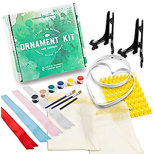 Baby Ornament Keepsake Kit (Newborn Bundle) 2 EASELS, 4 Ribbons & Letters! Baby Handprint Kit and Footprint Kit, Clay Casting Kit for Baby Shower Gifts, Boys & Girls