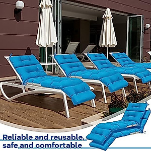 Kigley 2 Pcs Chaise Lounge Cushions Soft Lounge Chair Cushion Spring/Summer Seasonal Replacement Cushions for Outdoor Indoor Home Office, 74.5 x 22 Inches (Blue)