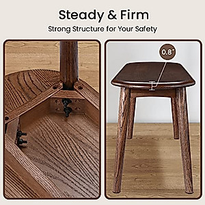 Fancyarn Wood Bench, 47" L FAS Grade 100% Solid Oak Wood Bench w/Rounded Corner, Large Comfortable Seat, Firm Mortise & Tenon Structure, Long Bench for Dining Room, Entryway, Bedroom