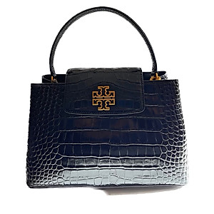 Tory Burch Britten Embossed Small Satchel/Crossbody Bag 141043 Black 001