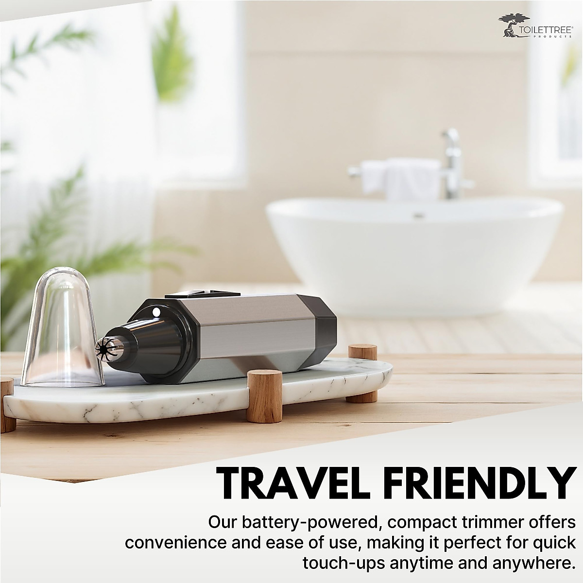 ToiletTree Products Nose Hair Trimmer with LED Light - Stainless Steel, Heavy-Duty Casing - Ear & Nose Hair Trimmer - Men's Grooming Trimmer for Beard, Eyebrows, and Ears