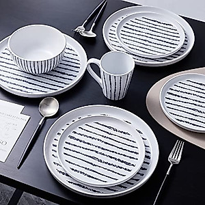 Stone Lain Nova Stoneware Dinnerware Set, 16-Piece Service for 4, Black