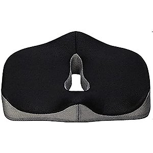 SMSOM Ergonomic Memory Foam Seat Cushion, Office Soft Seat Cushion, Washable Cover, Comfortable Coccyx Cushion for Home Office Chair Pad, Car Seat, Wheelchair (Black)