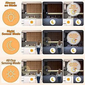 Motion Sensor LED Light Strip with Dual Power Supply and Auto Shut-Off Timer, Night Light, Motion Activated Waterproof LED Strip Light for Kitchen, Cabinet, Bedroom, Shelf, Bed Warm White 3000K