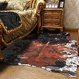Hvqic Cow Print Rug - 66.4" L x 51.1" W Faux Cowhide Rug Large Cow Rug Western Decor for Living Room Bedroom Non-Slip Cow Print Room Decor