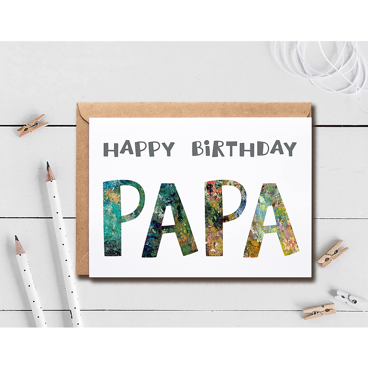 EruditeGifts Happy Birthday Papa, 5 x 7 Inch Card, Blank Inside for Your Message